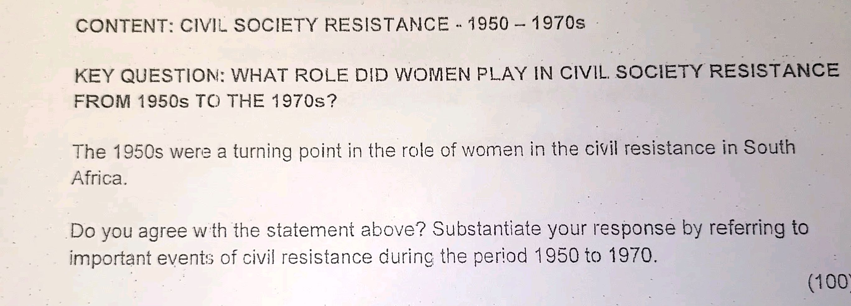 KEY QUESTION: WHAT ROLE DID WOMEN PLAY IN | StudyX