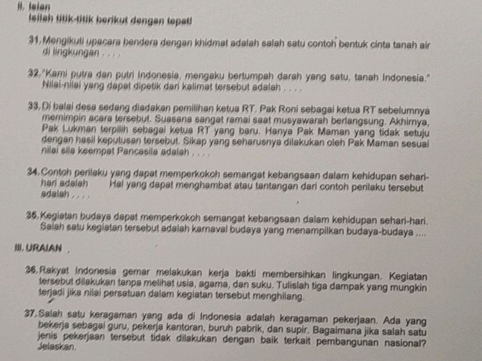 31. Mengikuti upacara bendera dengan khidmat | StudyX