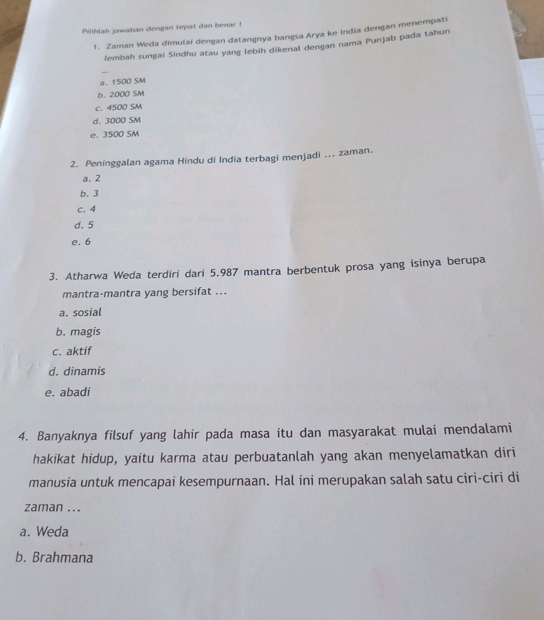 1. Zaman Weda dimulai dengan datangnya | StudyX