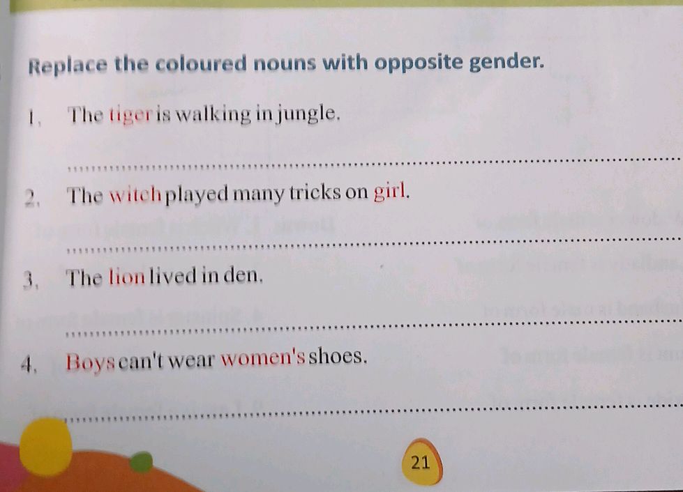 Replace the coloured nouns with opposite | StudyX