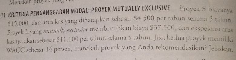 11 KRITERIA PENGANGGARAN MODAL: PROYEK | StudyX