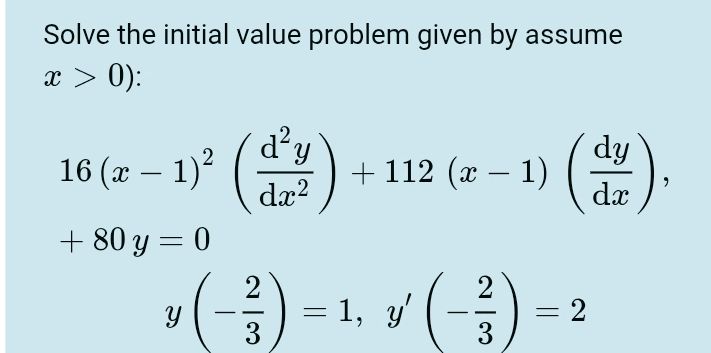 Solve the initial value problem given by | StudyX