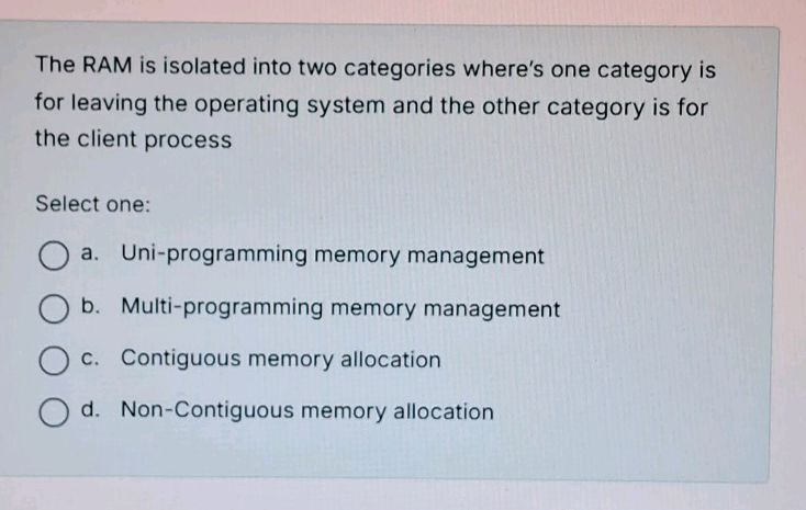 The RAM is isolated into two categories | StudyX