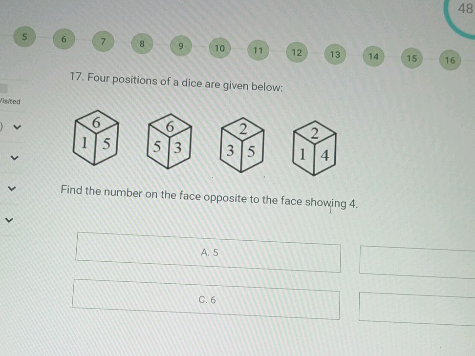 17. Four positions of a dice are given | StudyX