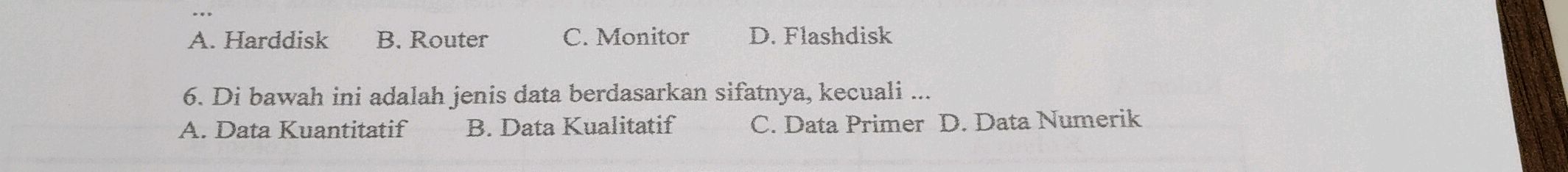 6. Di bawah ini adalah jenis data | StudyX