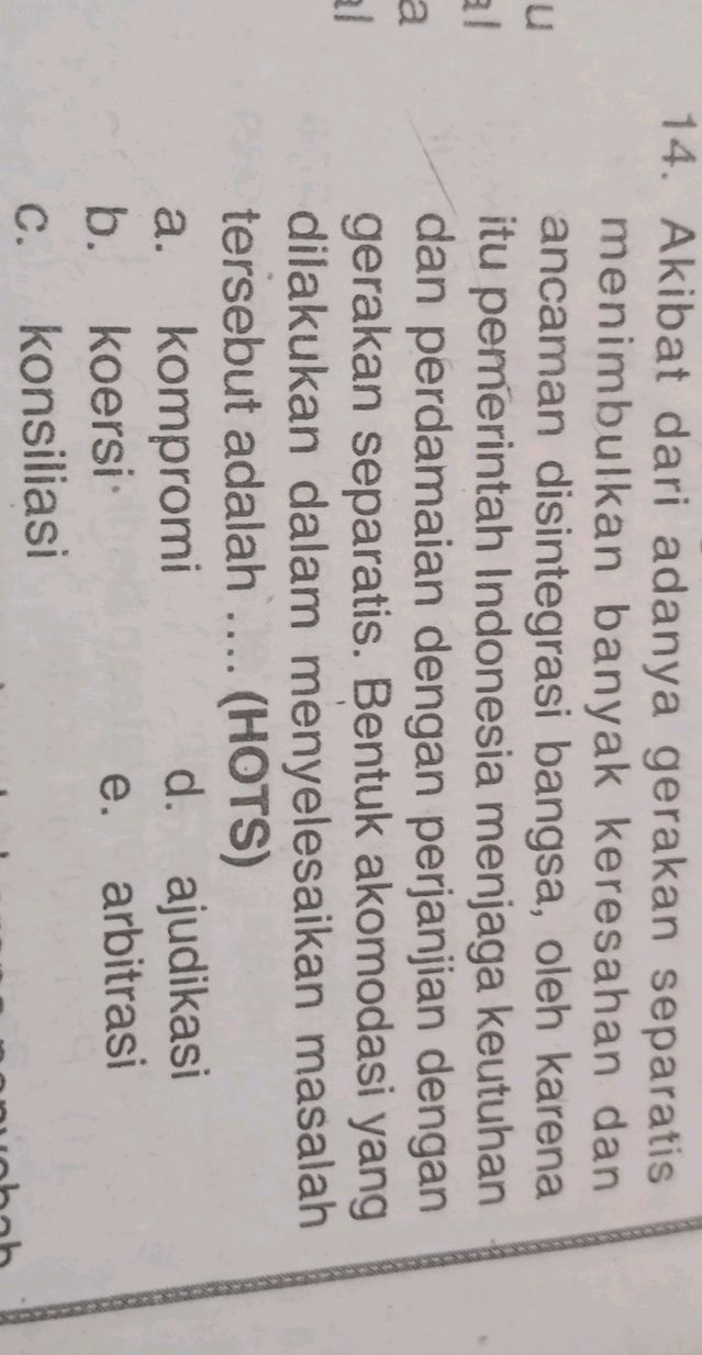 14. Akibat dari adanya gerakan separatis | StudyX