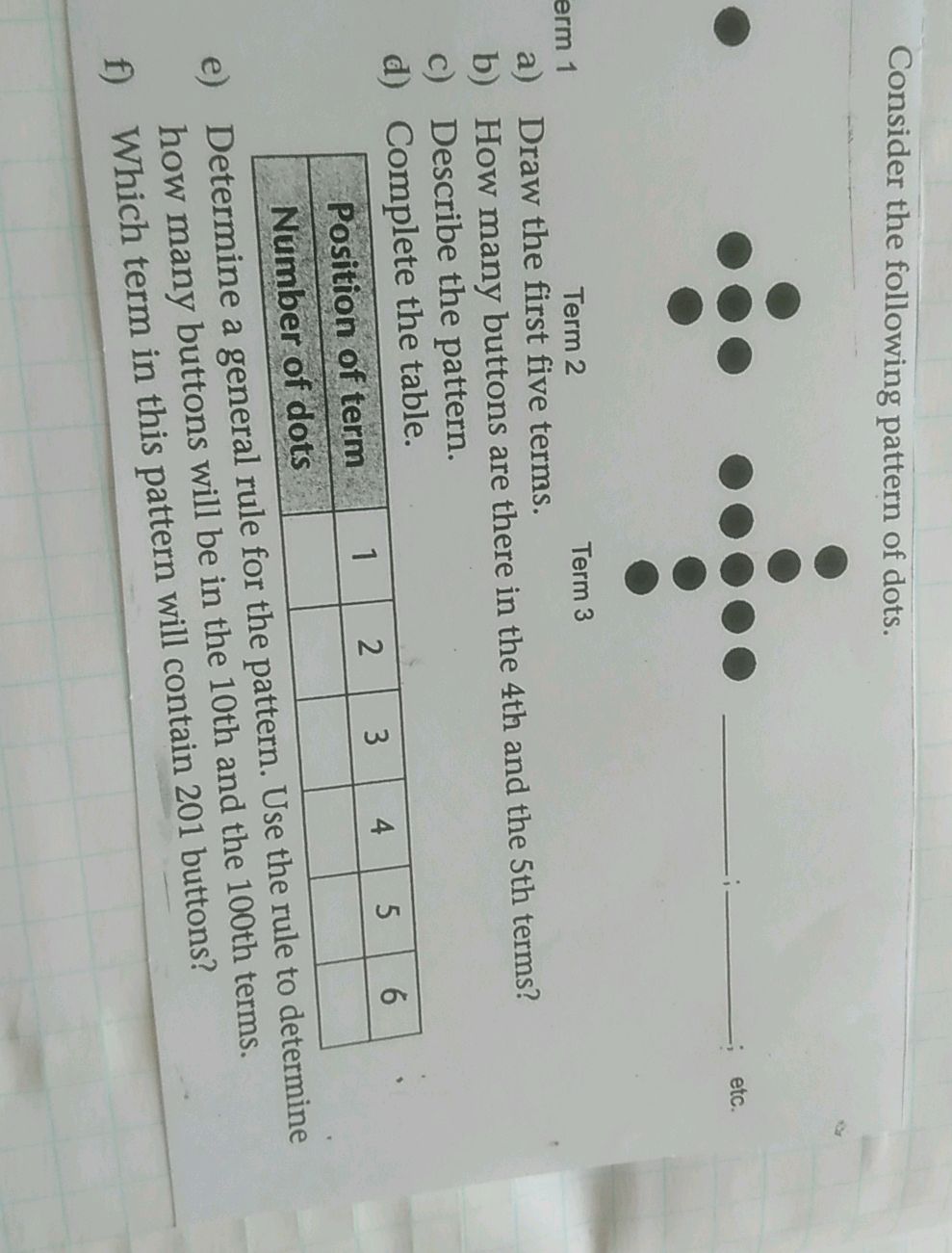 Consider the following pattern of dots. a) | StudyX