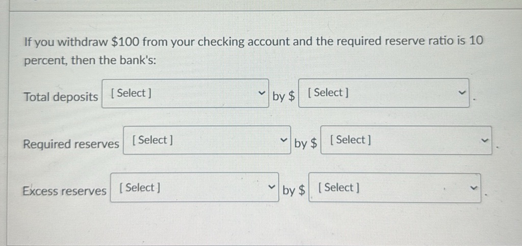 If you withdraw $100 from your checking | StudyX