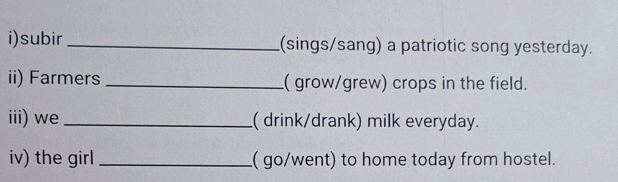 i) subir _______ (sings/sang) a patriotic | StudyX