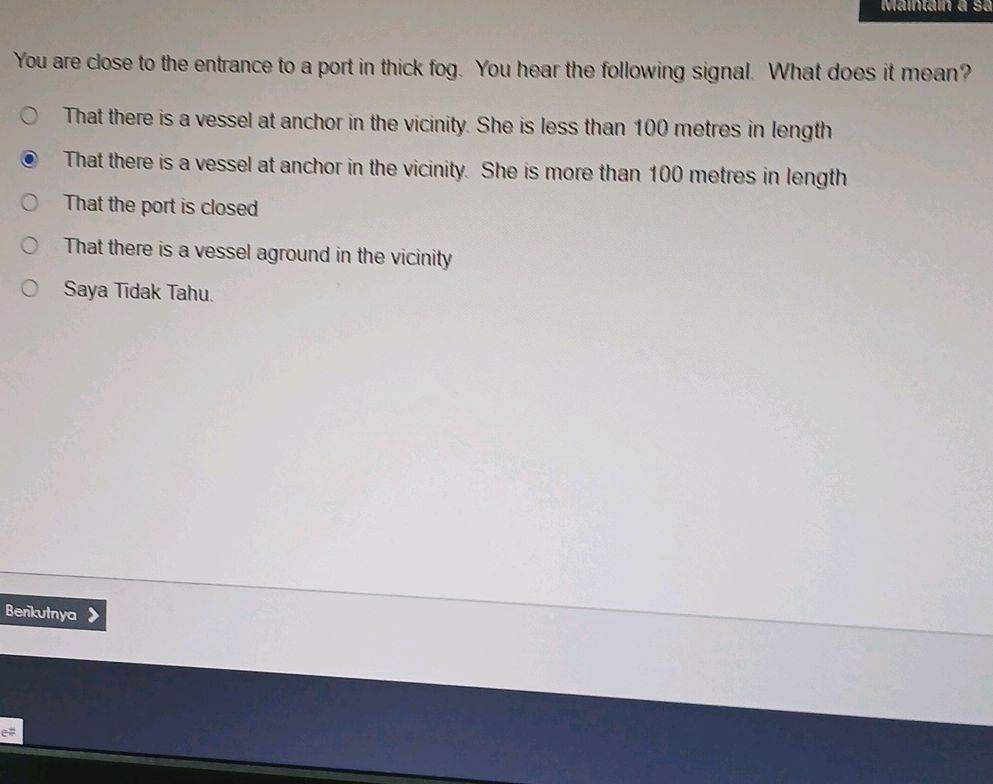 You are close to the entrance to a port in | StudyX