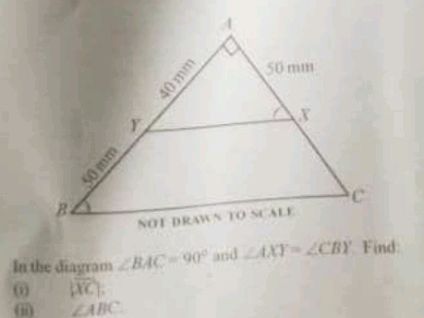 In the diagram $ BAC = 90^ $ and $ AXY = | StudyX