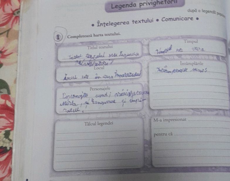 1 Completează harta textului. Titlul | StudyX