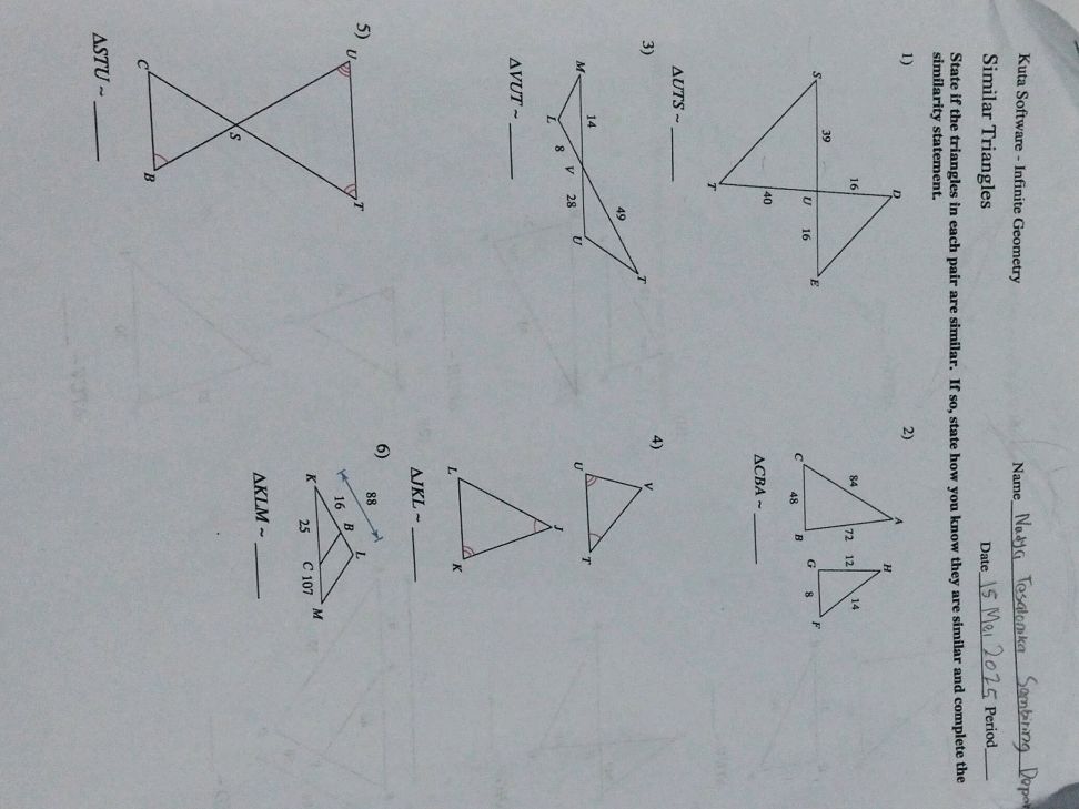 Kuta Software - Infinite Geometry Similar | StudyX