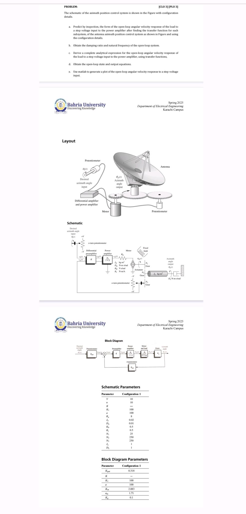 PROBLEM: [CLO 3] [PLO 3] The schematic of | StudyX