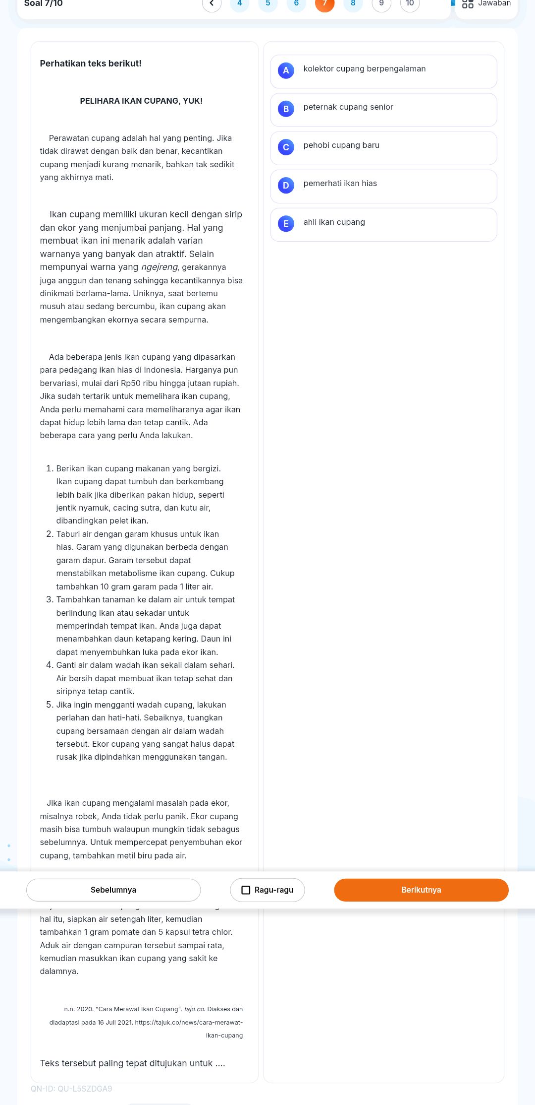 Teks tersebut paling tepat ditujukan untuk | StudyX