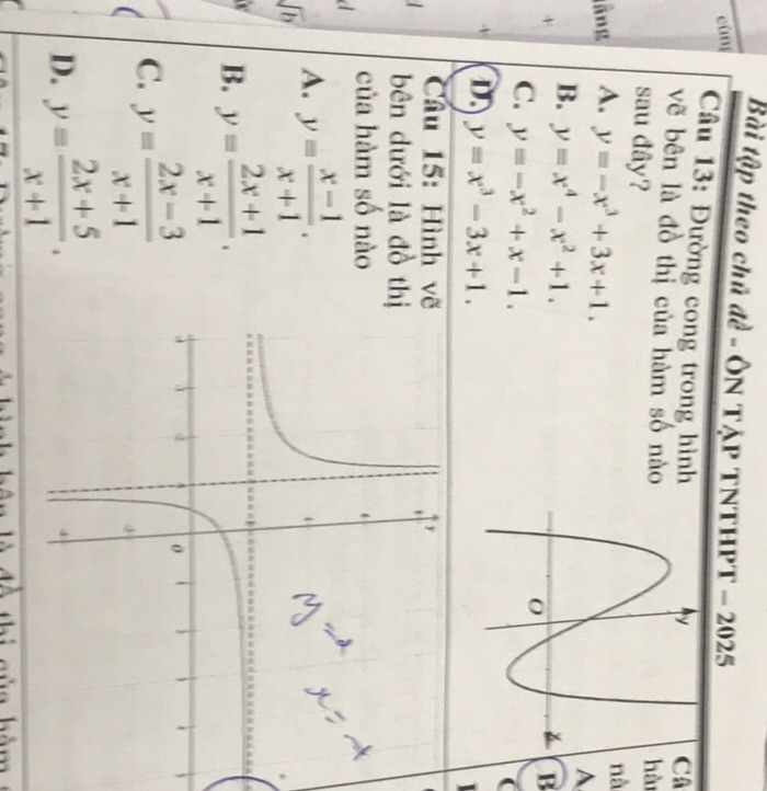 Câu 13: Đường cong trong hình vẽ bên là đồ | StudyX