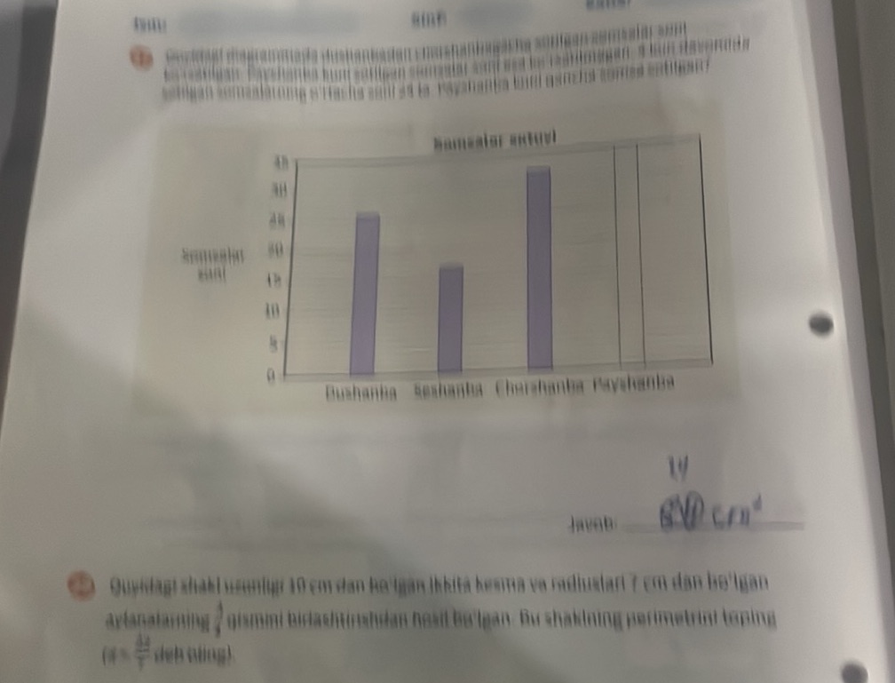 Quyidagi shakl uzunligi 10 cm dan ko'lgan | StudyX