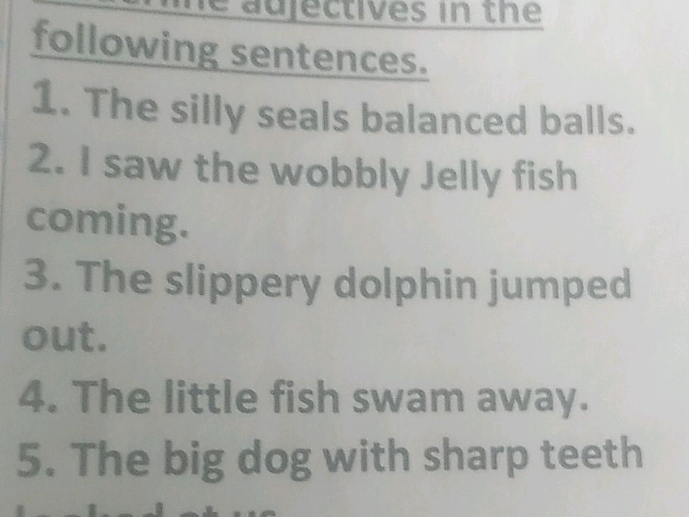 Determine adjectives in the following | StudyX