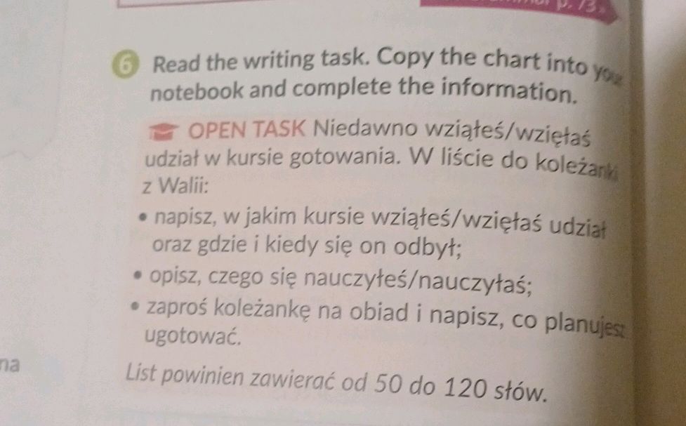 6 Read the writing task. Copy the chart into | StudyX