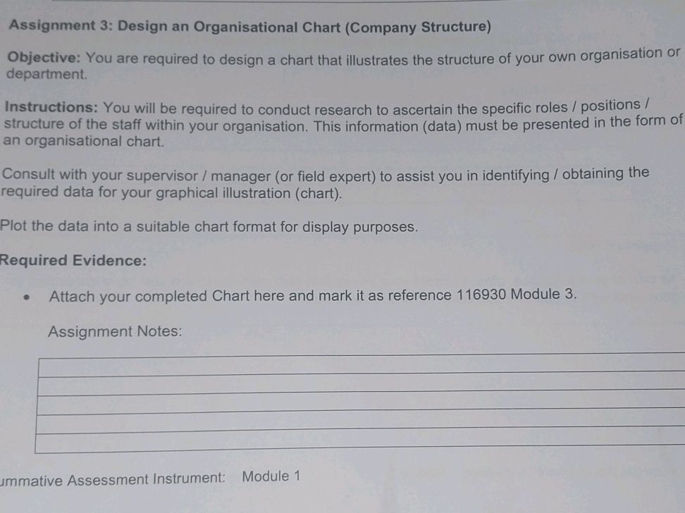 Assignment 3: Design an Organisational Chart | StudyX