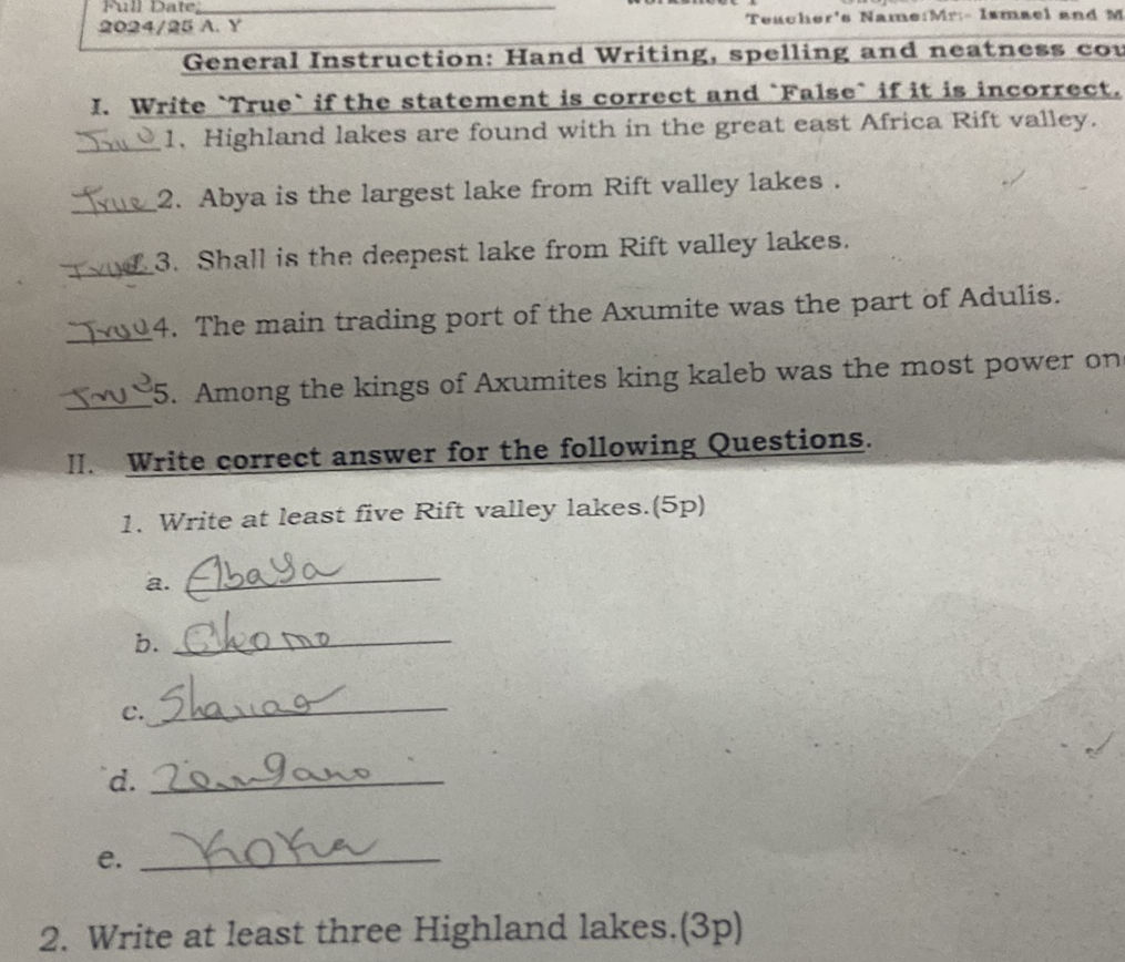 I. Write 'True' if the statement is correct | StudyX