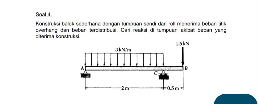Soal 4. Konstruksi balok sederhana dengan | StudyX