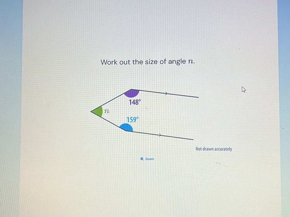 Work out the size of angle $n$. 148° n 159° | StudyX