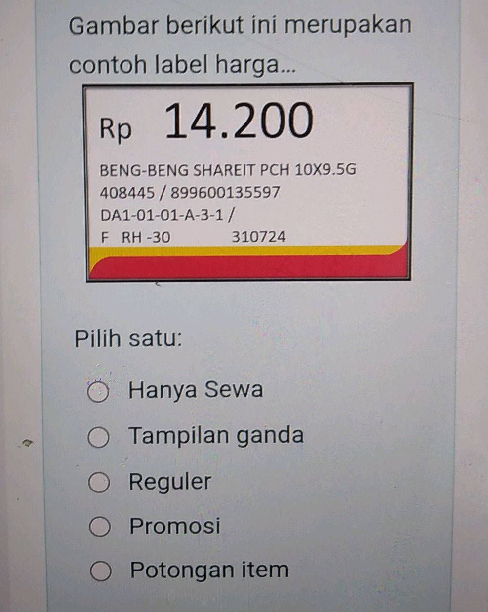 Gambar berikut ini merupakan contoh label | StudyX