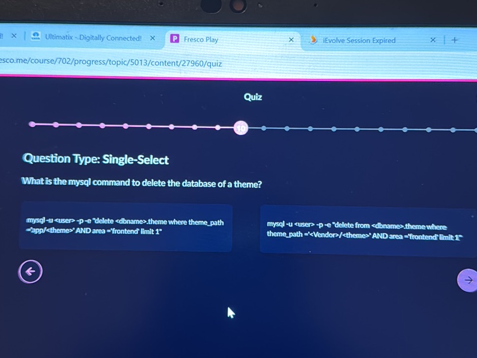 What is the mysql command to delete the | StudyX