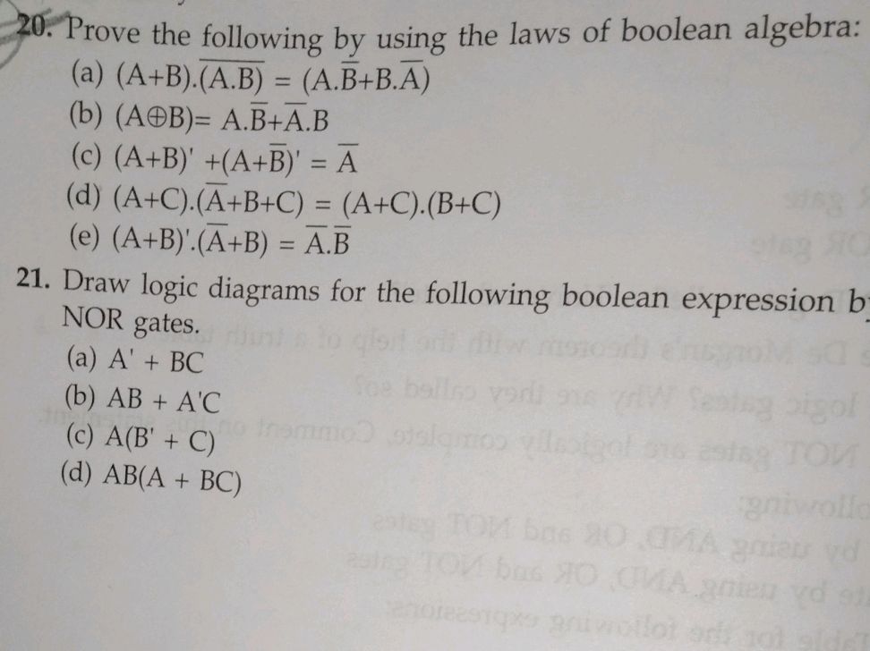 20. Prove the following by using the laws of | StudyX