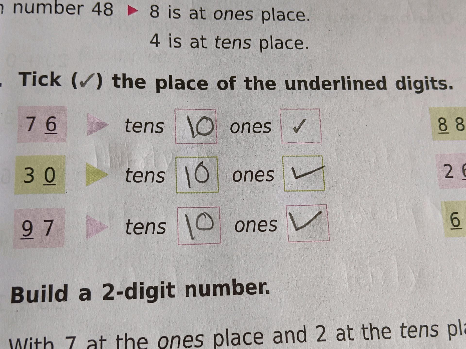 Tick ( ) the place of the underlined digits. | StudyX