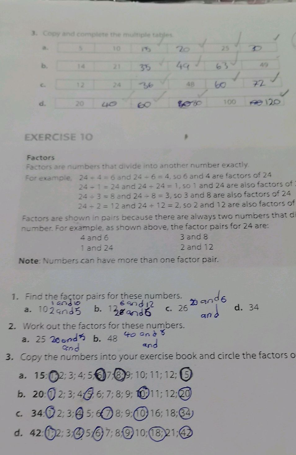 3. Copy and complete the multiple tables a. | StudyX
