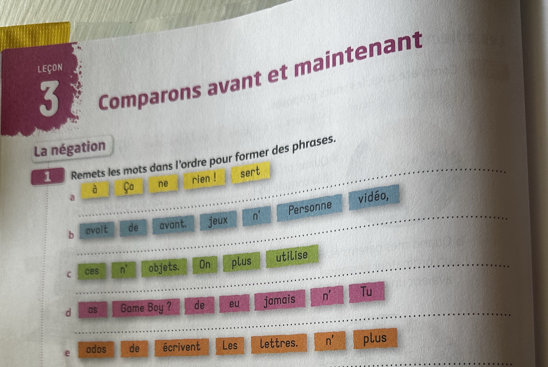 Remets les mots dans l'ordre pour former des | StudyX