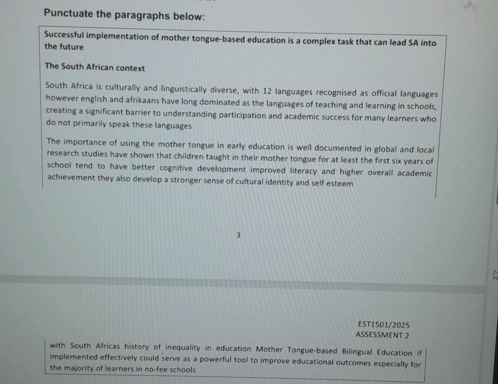 Punctuate the paragraphs below: Successful | StudyX