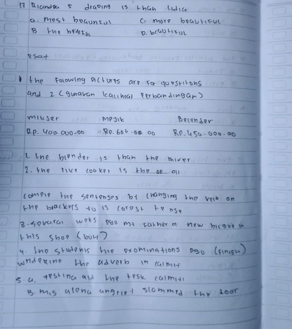 17. Riandra's drawing is than Lidia a. most | StudyX