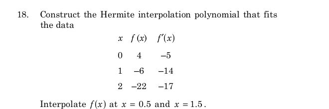 Construct the Hermite interpolation | StudyX