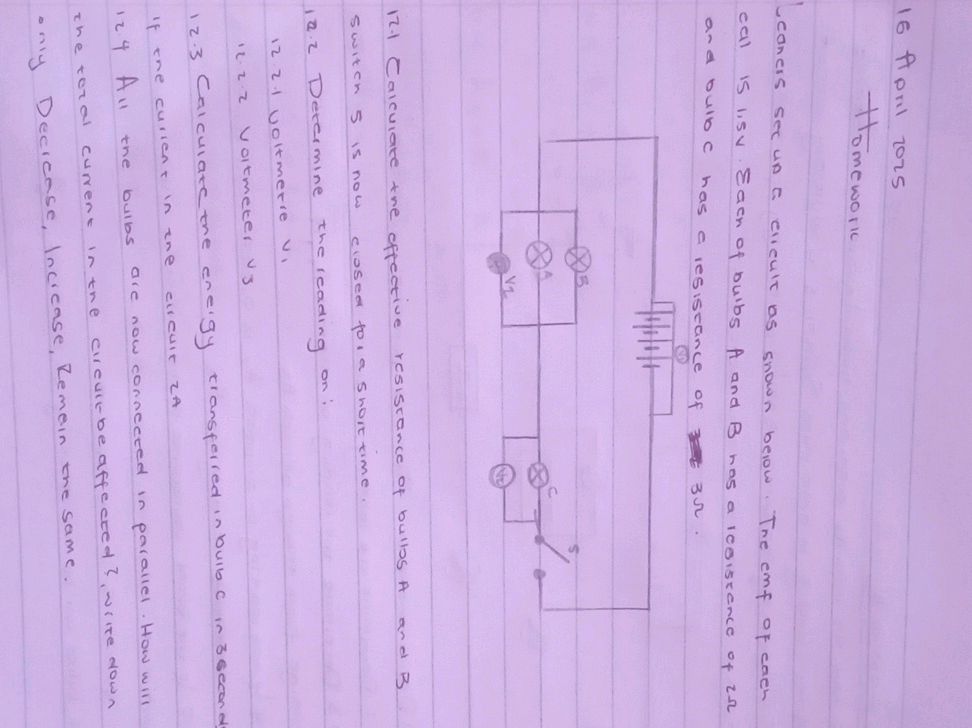 Learners set up a circuit as shown below. | StudyX