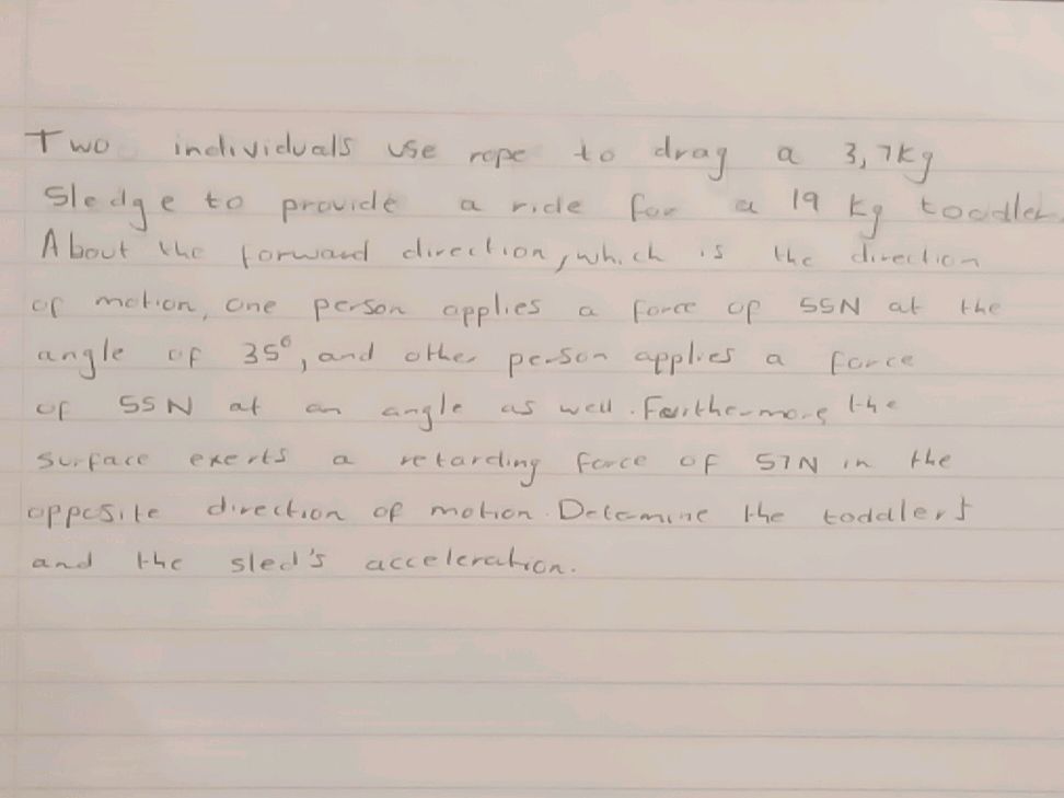 Two individuals use rope to drag a 3.7kg | StudyX