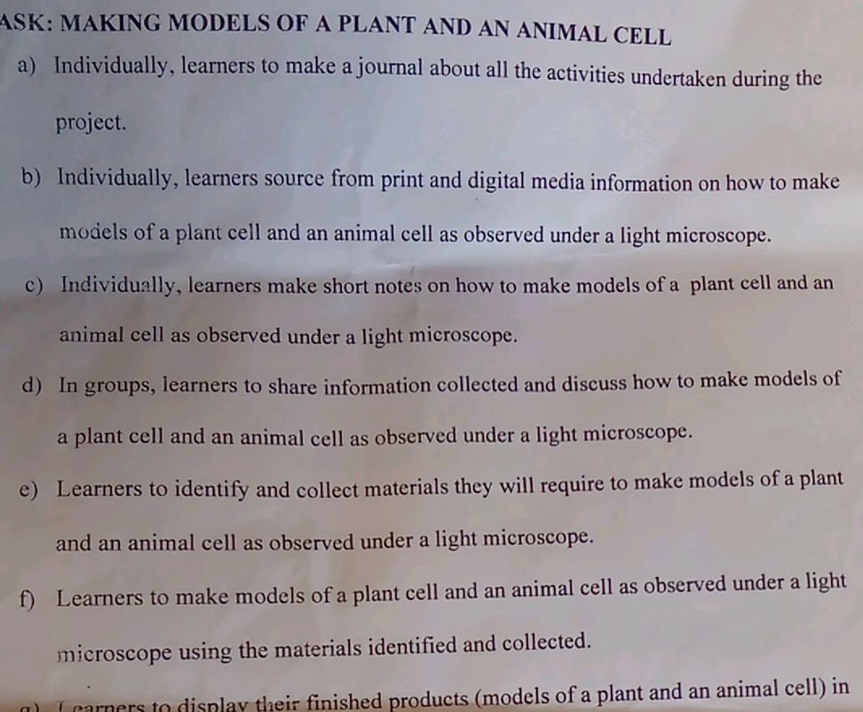ASK: MAKING MODELS OF A PLANT AND AN ANIMAL | StudyX