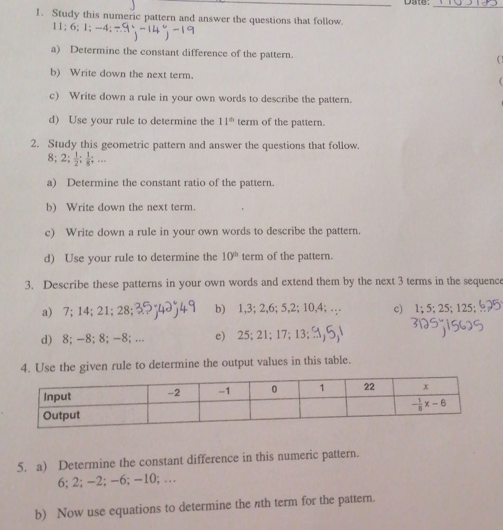 1. Study this numeric pattern and answer the | StudyX