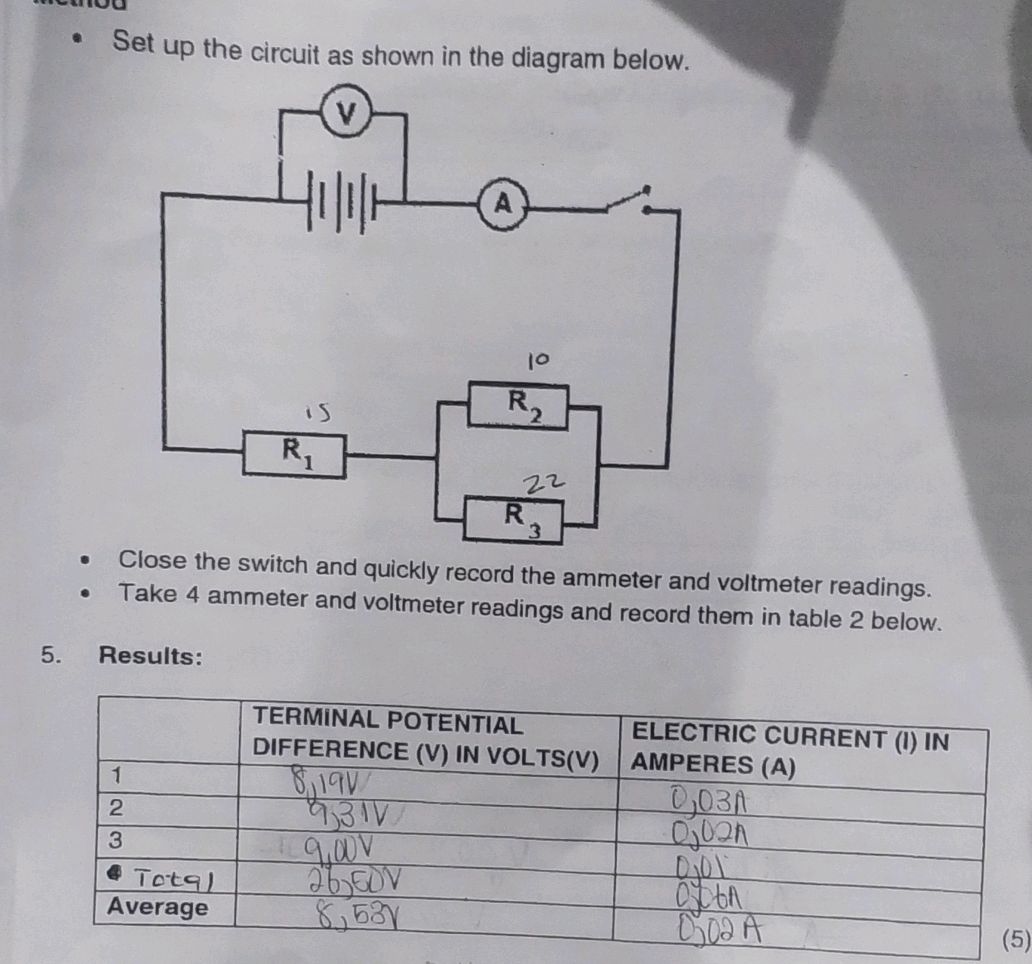 Set up the circuit as shown in the diagram | StudyX