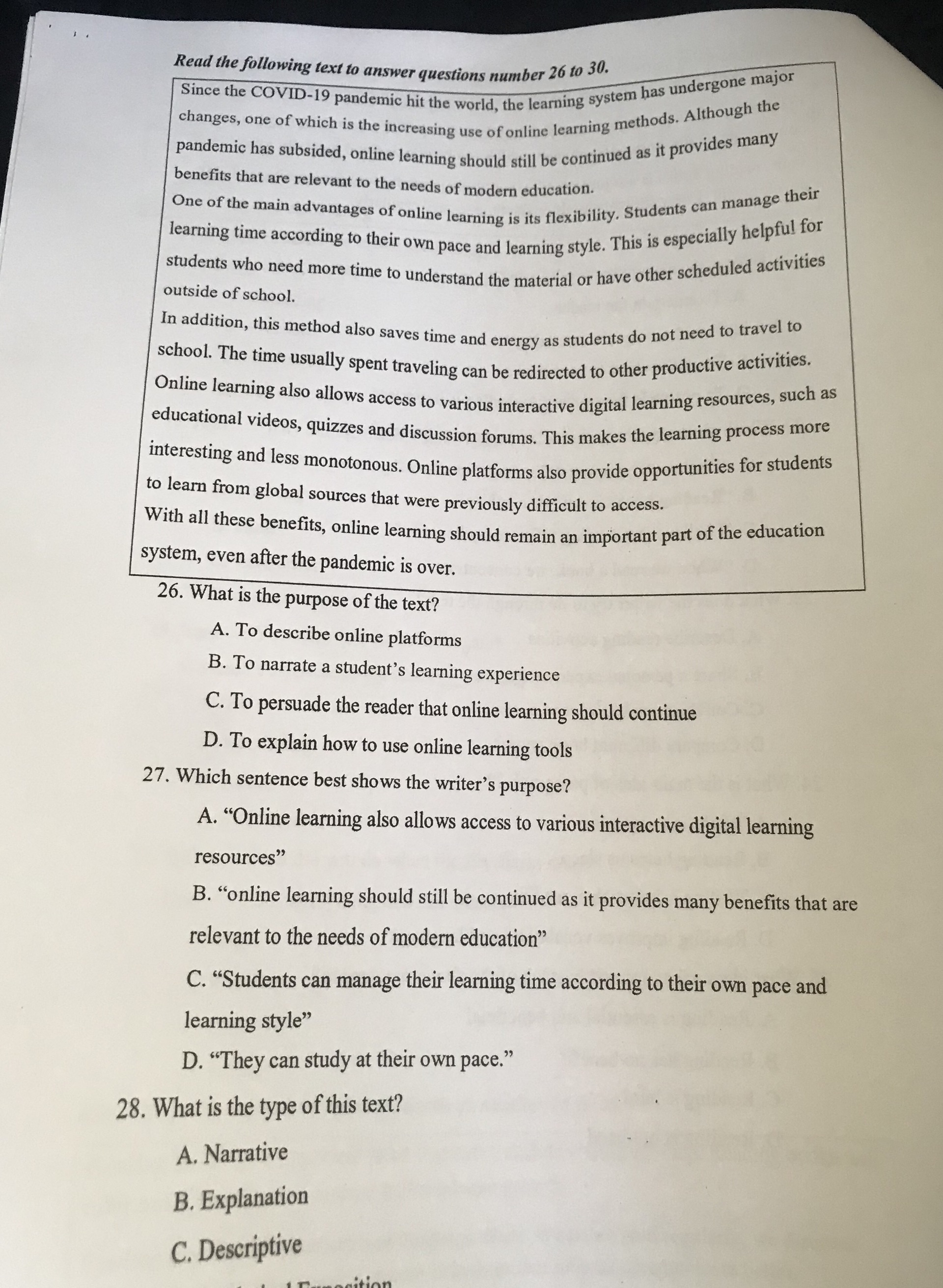 Read the following text to answer questions | StudyX