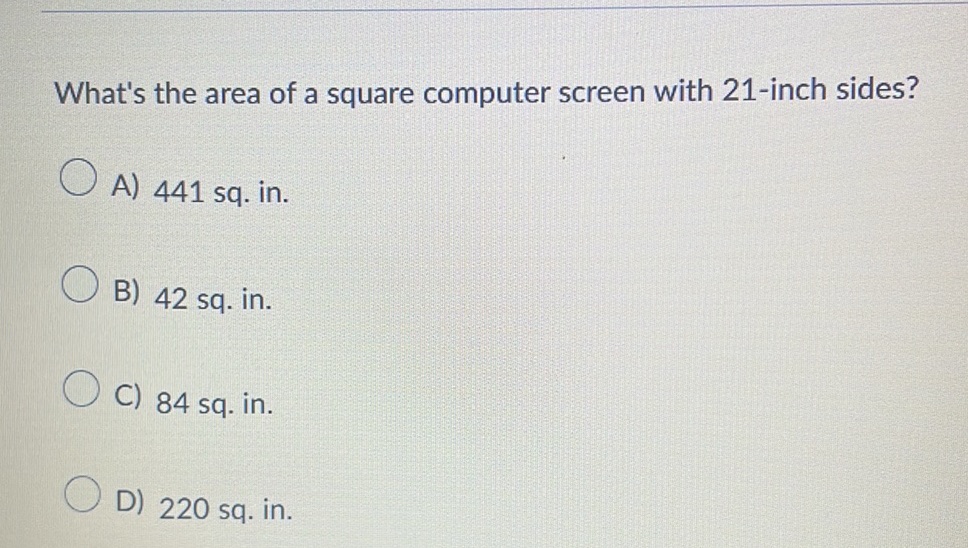 What's the area of a square computer screen | StudyX