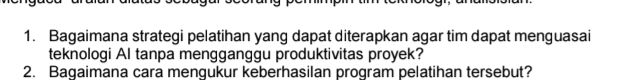 1. Bagaimana strategi pelatihan yang dapat | StudyX