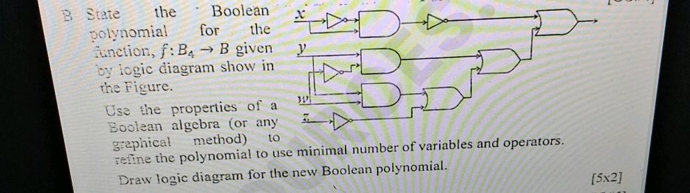 B State the Boolean polynomial for the | StudyX