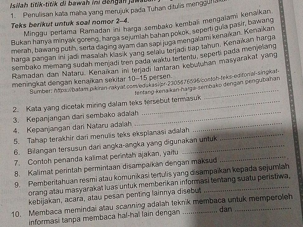 1. Penulisan kata maha yang merujuk pada | StudyX