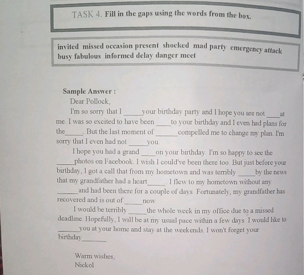 TASK 4. Fill in the gaps using the words | StudyX