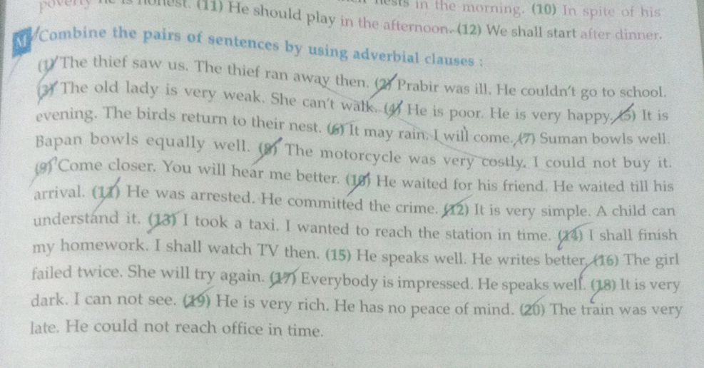 Combine the pairs of sentences by using | StudyX