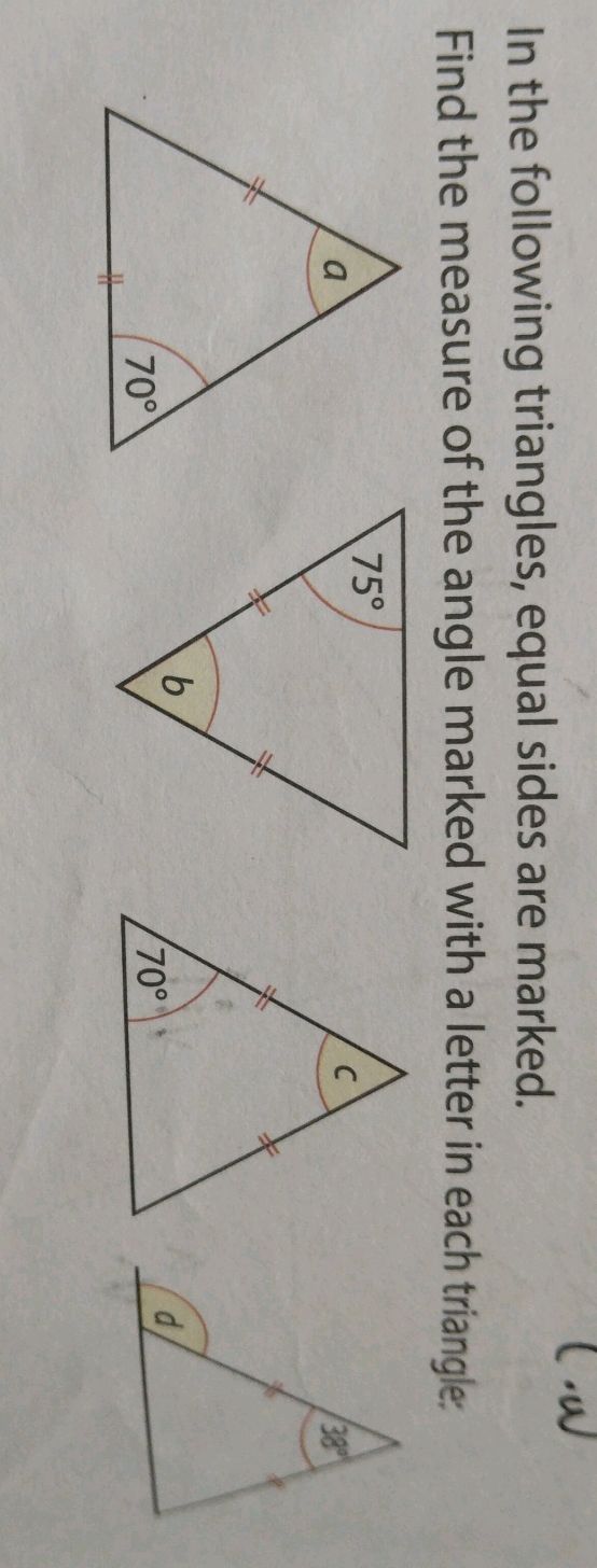In the following triangles, equal sides are | StudyX