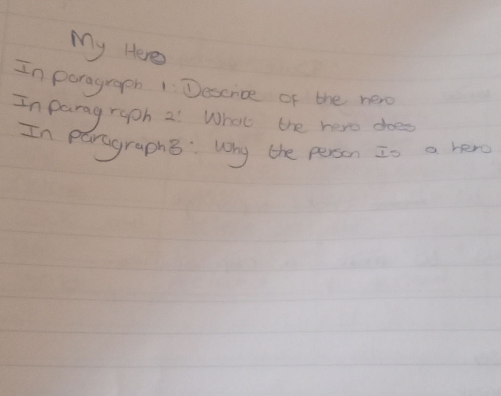 My Hero In paragraph 1: Describe of the | StudyX